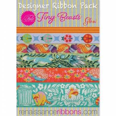 Tula Pink Tiny Beasts Glow Designer Ribbon Pack – 5 Little Monkeys