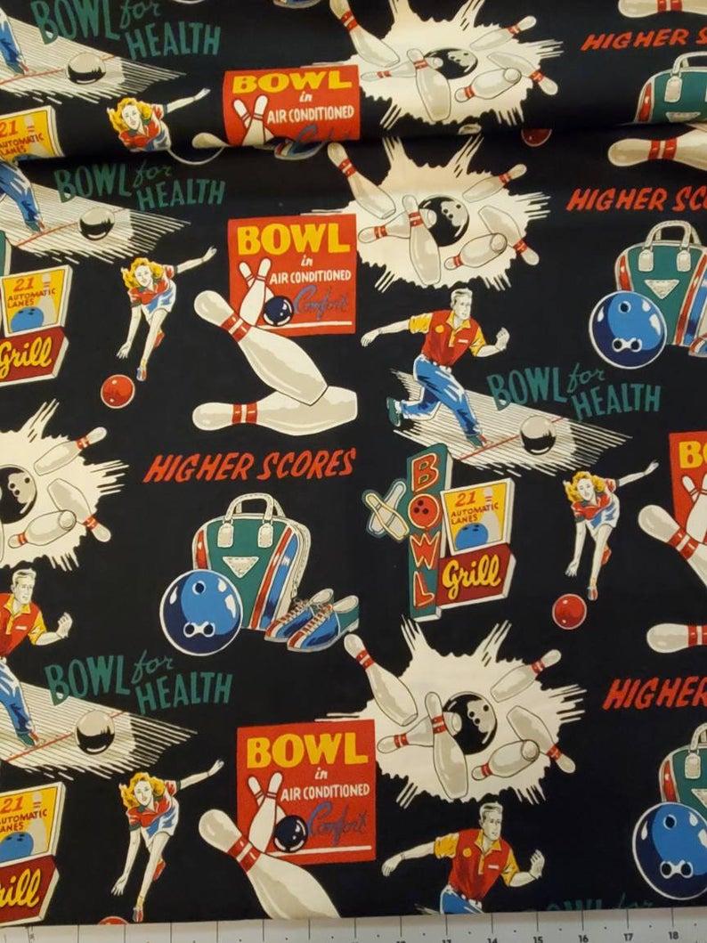 2.75 Yds Flat Fold of Alexander Henry Bowling – 5 Little Monkeys